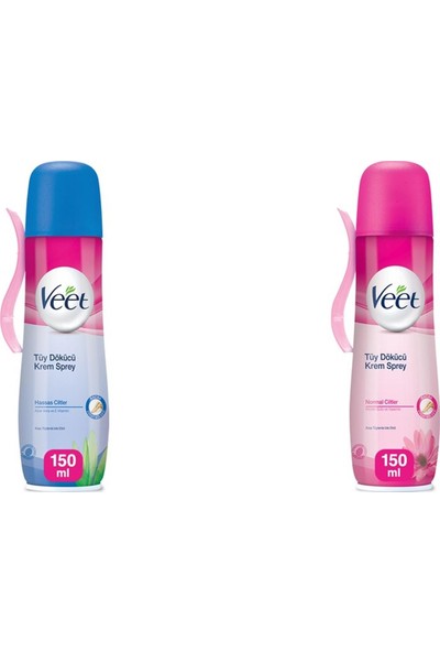 Veet Tüy Dökücü Sprey Krem Normal Ciltler 150 ml + Veet Tüy Dökücü Sprey Krem Hassas Ciltler 150 ml Veet Tüy Dökücü Sprey Krem Normal Ciltler 150 ml + Veet Tüy Dökücü Sprey Krem Hassas Ciltler 150 ml