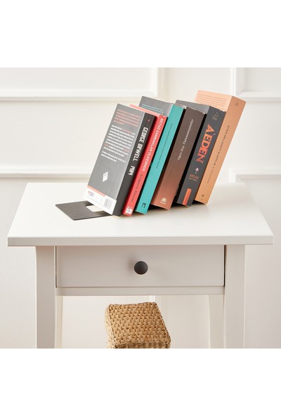 Svava Dekoratif Metal Sihirli Kitap Tutucu, Metal Kitaplık (Siyah)