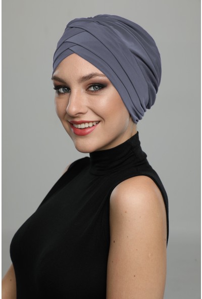 Fidan Bone Üç Bantlı Koyu Gri Hazır Türban Tesettür Havuz Bonesi Fidan Bone Üç Bantlı Koyu Gri Hazır Türban Tesettür Havuz Bonesi