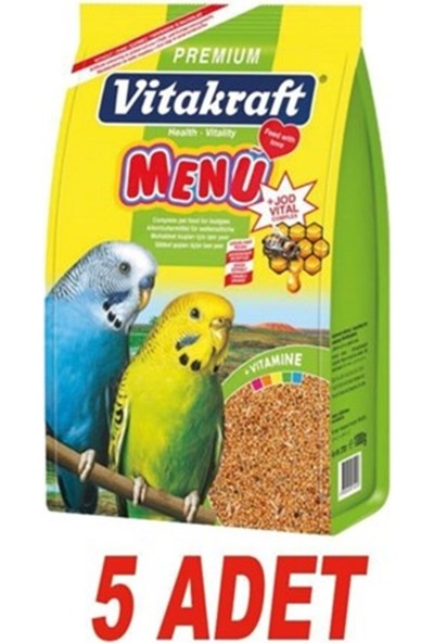 Vitakraft Menu Premium+Jod Vital Muhabbet Kuşu Yemi 1 kg x 5 Adet Vitakraft Menu Premium+Jod Vital Muhabbet Kuşu Yemi 1 kg x 5 Adet