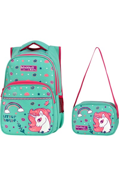 Waddell Little Horse İlkokul Çantası + Beslenme Çantası Turkuaz - Pembe