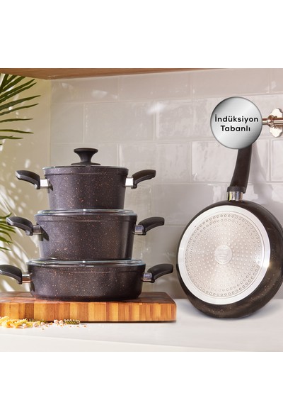 Karaca Biogranit Black Gold Indüksiyon Tabanlı 7 Parça Tencere Seti Karaca Biogranit Black Gold Indüksiyon Tabanlı 7 Parça Tencere Seti