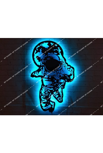 MF Tasarım Rgb Kumandalı Astronot LED Işıklı Ahşap Mdf Dekoratif Tablo 85X55 MF Tasarım Rgb Kumandalı Astronot LED Işıklı Ahşap Mdf Dekoratif Tablo 85X55