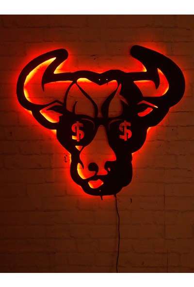 MF Tasarım Rgb Kumandalı Boğa LED Işıklı Ahşap Mdf Dekoratif Tablo 50X45 MF Tasarım Rgb Kumandalı Boğa LED Işıklı Ahşap Mdf Dekoratif Tablo 50X45