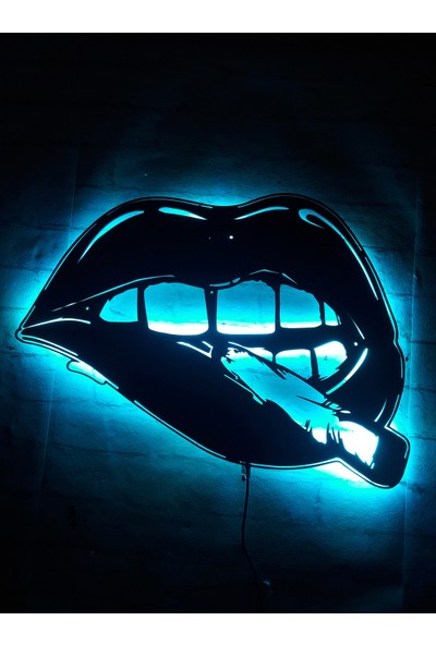 MF Tasarım Rgb Kumandalı Dudak LED Işıklı Ahşap Mdf Dekoratif Tablo 50X35 MF Tasarım Rgb Kumandalı Dudak LED Işıklı Ahşap Mdf Dekoratif Tablo 50X35