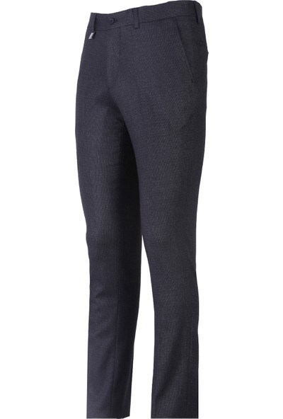 İmza Kahverengi Kendinden Desenli Slim Fit Pantolon