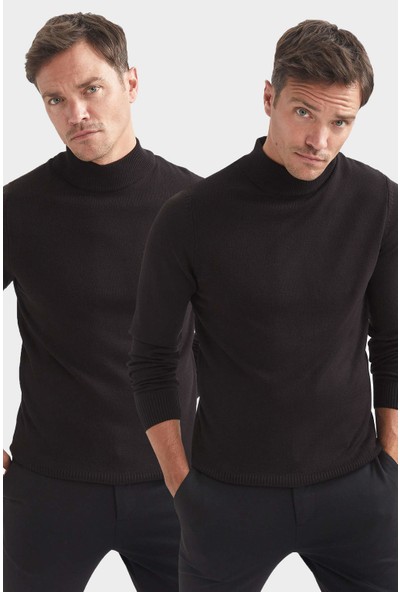 DeFacto Slim Fit Balıkçı Yaka 2'li Kazak V0091AZ21AU