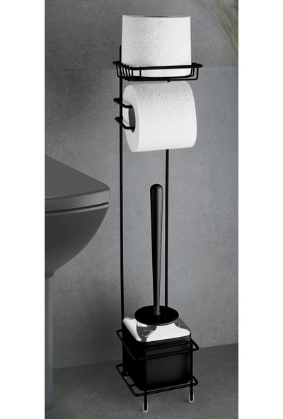 Okyanus Home Siyah Wc Kağıtlık ve Siyah Wc Fırçası