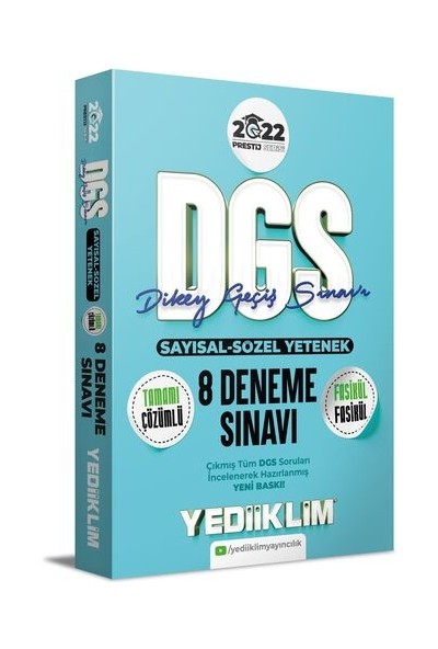 Yediiklim Yayınları DGS 2022 Prestij Serisi Tamamı Çözümlü 8 Fasikül Deneme