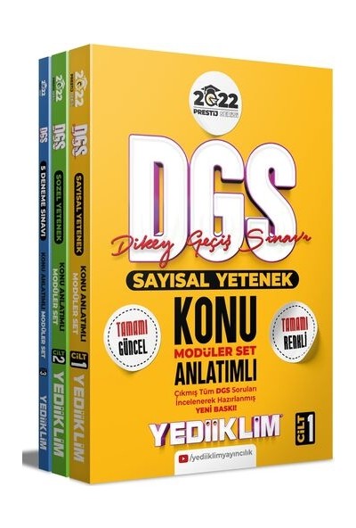 Yediiklim Yayınları DGS 2022 Prestij Serisi Konu Anlatımlı Modüler Set(3 Cilt) Yediiklim Yayınları DGS 2022 Prestij Serisi Konu Anlatımlı Modüler Set(3 Cilt)