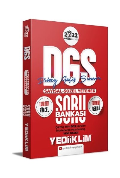 Yediiklim Yayınları DGS 2022 Prestij Serisi Sayısal-Sözel Yetenek Soru Bankası(4 Renk)