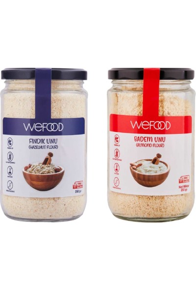 Wefood Glütensiz Fındık Unu 250 gr + Glutensiz Badem Unu 250GR - 2'li Paket