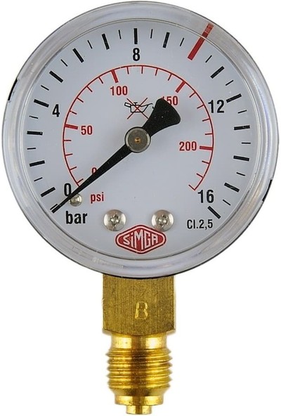 Simga Çap Ø52 mm Alttan Bağlantılı Kuru Tip Manometre Simga Çap Ø52 mm Alttan Bağlantılı Kuru Tip Manometre