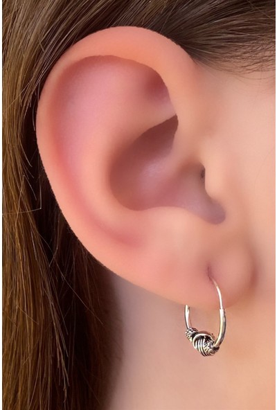 Takıştır Gümüş Renk Figürlü Unisex Halka Küpe (Çift)