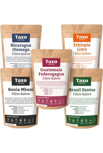 Taxo Coffee Filtre Kahve Deneme Seti 5 x 100 gr