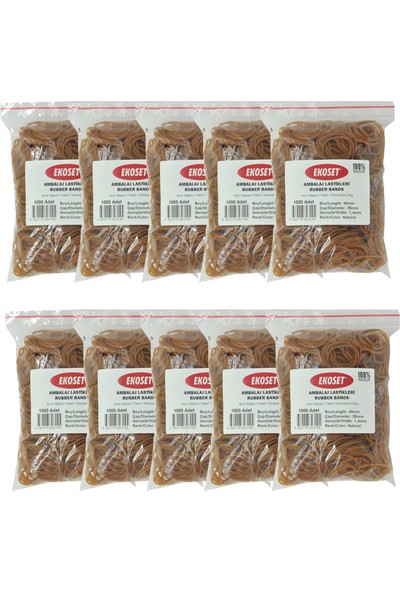 Ekoset Kauçuk Paket Ambalaj Maydanoz Toka Para Lastiği 40 mm 10000'LI