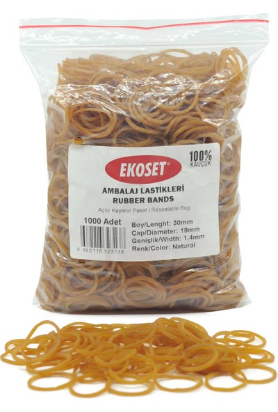 Ekoset Kauçuk Paket Ambalaj Maydanoz Toka Para Lastiği 30 mm 1000'LI Ekoset Kauçuk Paket Ambalaj Maydanoz Toka Para Lastiği 30 mm 1000'LI
