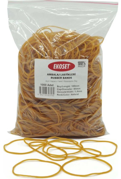 Ekoset Kauçuk Paket Ambalaj Para Lastiği 100 mm 1000'LI