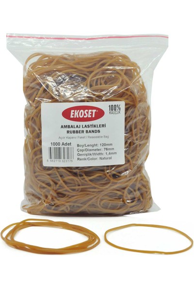 Ekoset Kauçuk Paket Ambalaj Para Lastiği 120 mm 1000'LI