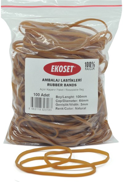 Ekoset Geniş Kauçuk Paket Ambalaj Kasa Lastiği 100 x 3 mm 100'LÜ