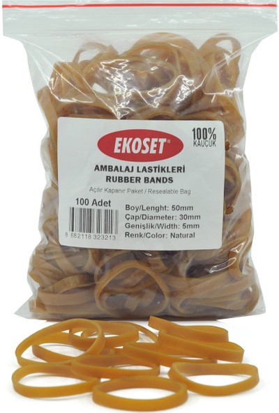 Ekoset Kalın Kauçuk Paket Ambalaj Para Lastiği 50 x 5 mm 100'LÜ Ekoset Kalın Kauçuk Paket Ambalaj Para Lastiği 50 x 5 mm 100'LÜ