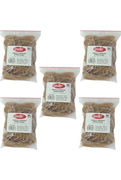 Ekoset Geniş Kalın Kauçuk Paket Ambalaj Kasa Lastiği 100 x 5 mm 500'LÜ