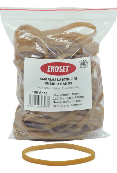 Ekoset Geniş Kalın Kauçuk Paket Ambalaj Kasa Lastiği 100 x 5 mm 100'LÜ