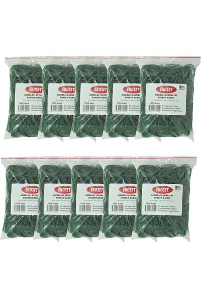 Ekoset Kauçuk Renkli Paket Ambalaj Toka Maydonoz Para Lastiği Yeşil 40 mm 10000'li Ekoset Kauçuk Renkli Paket Ambalaj Toka Maydonoz Para Lastiği Yeşil 40 mm 10000'li