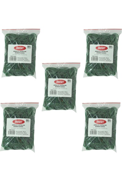 Ekoset Kauçuk Renkli Paket Ambalaj Toka Maydonoz Para Lastiği Yeşil 40 mm 5000'li Ekoset Kauçuk Renkli Paket Ambalaj Toka Maydonoz Para Lastiği Yeşil 40 mm 5000'li