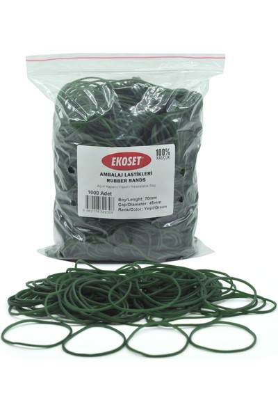 Ekoset Kauçuk Renkli Paket Ambalaj Para Lastiği Yeşil 70 mm 1000'LI Ekoset Kauçuk Renkli Paket Ambalaj Para Lastiği Yeşil 70 mm 1000'LI