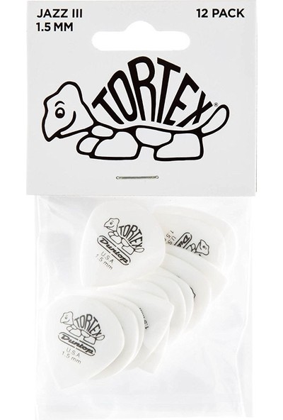Jim Dunlop Tortex White Jazz III 12li Pena Seti (1.50mm) Jim Dunlop Tortex White Jazz III 12li Pena Seti (1.50mm)