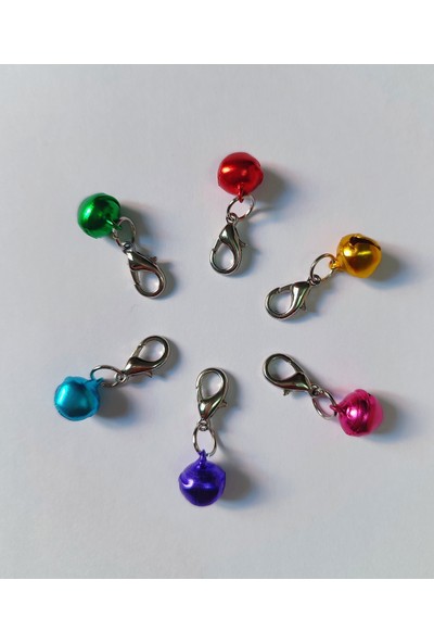 Nimbo Renkli Büyük Boy Zil Kancalı Çıngıraklı 6 Lı Set Kedi ve Köpek Tasması Için