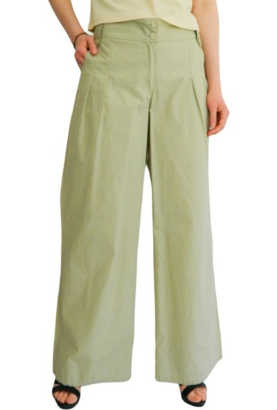 Eflatun Kadın Keten Pantolon Yüksek Bel Klasik BGL-ST01384