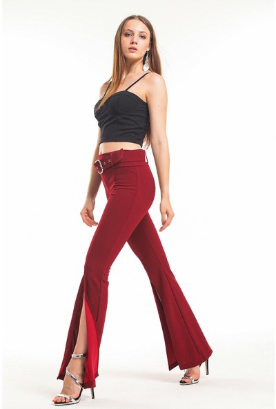 Sense Kemerli Paça Volanlı Pike Çelik Pantolon | PNT32698