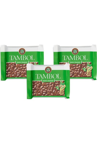 Kahve Dünyası Tambol Bütün Fıstıklı Sütlü Çikolata 100 gr 3'lü