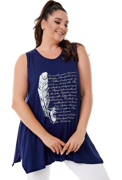 Siyezen Büyük Beden Lacivert Salaş Spor Kolsuz T-Shirt Siyezen Büyük Beden Lacivert Salaş Spor Kolsuz T-Shirt