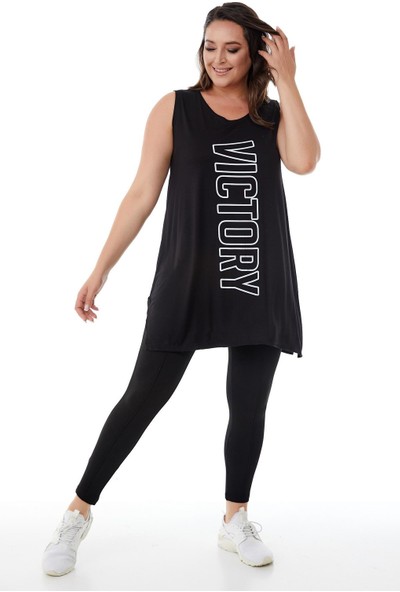 Siyezen Büyük Beden Siyah Salaş Victory Baskılı Kolsuz T-Shirt Siyezen Büyük Beden Siyah Salaş Victory Baskılı Kolsuz T-Shirt