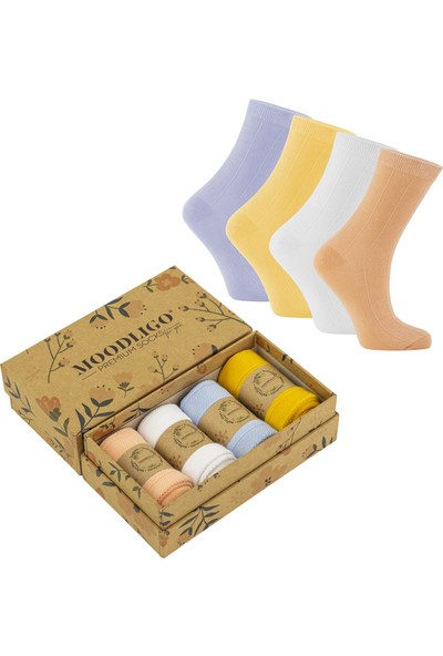 Moodligo Premium 4'lü Kadın Çizgi Desenli Bambu Soket Çorap Moodligo Premium 4'lü Kadın Çizgi Desenli Bambu Soket Çorap