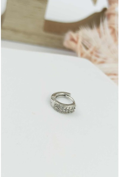 ÇLK Accessories 316 L Çelik Iki Sıra Taşlı Halka Piercing TRPIERCING059 PIER32003