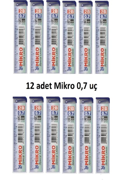 Min Kalem Ucu 0.7 Uc 2b Dereceli Cetvelli - 12 Li Paket