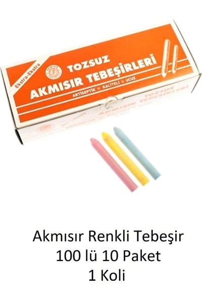 100 Lü Renkli Tebeşir 10 Paket 1 Koli 100 Lü Renkli Tebeşir 10 Paket 1 Koli