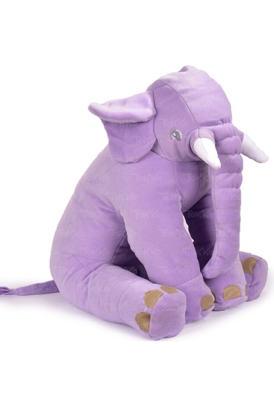 TOKKO Xl Dev Boy 60 cm Fil Uyku Arkadaşım- Uyku Fili- Peluş Yumuşak Fil- Oturma Desteği Bebek Fili Lila