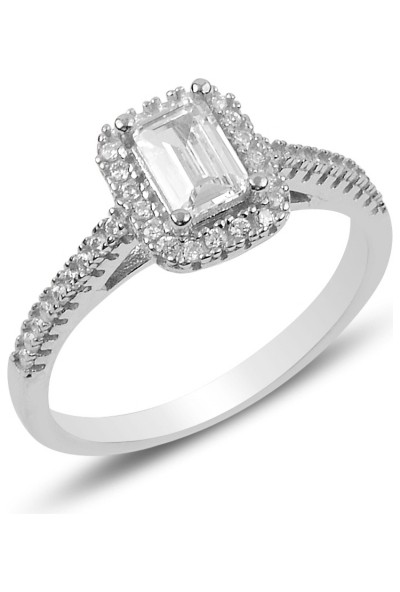 Gümüş Takı Dünyası Rodyum Kaplama Baget Zirkon Tektaş Gümüş Kadın Yüzük Gümüş Takı Dünyası Rodyum Kaplama Baget Zirkon Tektaş Gümüş Kadın Yüzük