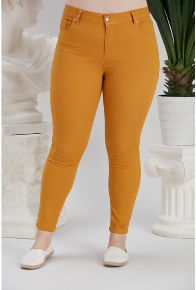 Rmg Büyük Beden Hardal Pamuk Pantolon