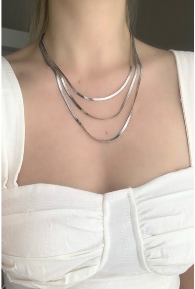 ÇLK Accessories Çelik 3'lü Italyan Zincir Çelik Kolye