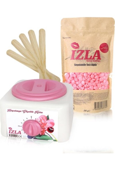 İzla Sir Ağda Makinesi + Pudralı Soyulabilen Boncuk Ağda + Spatula Seti İzla Sir Ağda Makinesi + Pudralı Soyulabilen Boncuk Ağda + Spatula Seti