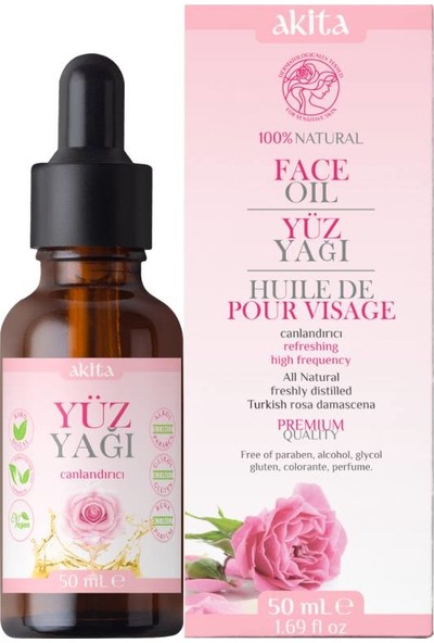 Akita % 100 Doğal Yüz Yağı Isparta Gülü 50ML - Yüksek Frekans