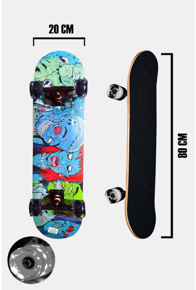 Avessa Zımparalı Işıklı Gri Silikon Teker Frankenstein Baskılı Kaykay Avessa Zımparalı Işıklı Gri Silikon Teker Frankenstein Baskılı Kaykay