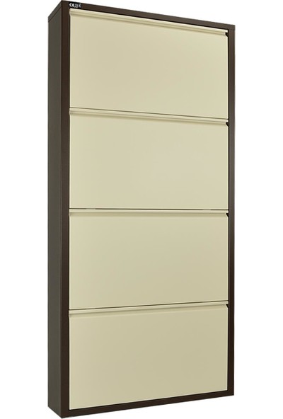 Ata Group 4'lü Metal Ayakkabılık Kahve-Krem