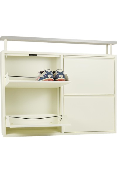 Ata Group Beyaz 2+2 Geniş Metal Ayakkabılık